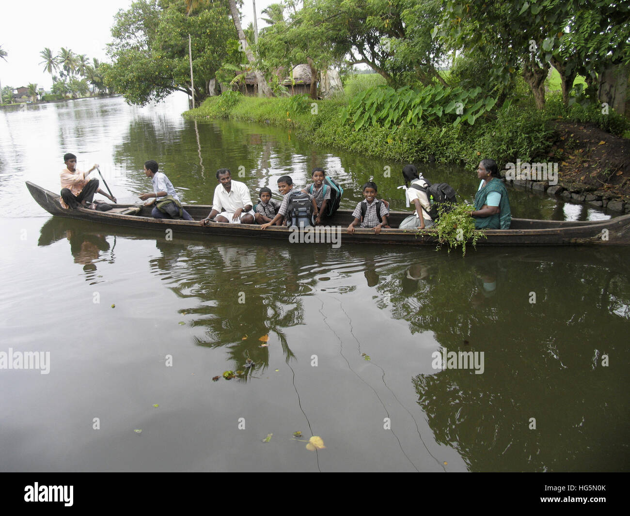 Small boats for transport in backwaters of Kerala. India Stock Photo ...