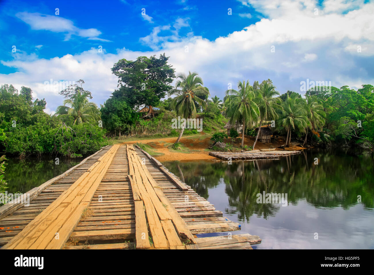 Bridge over wide river in tropical northern Madagascar Stock Photo - Alamy