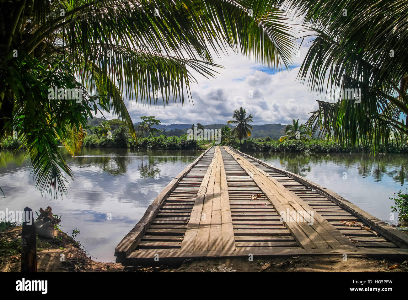 Bridge over wide river in tropical northern Madagascar Stock Photo - Alamy