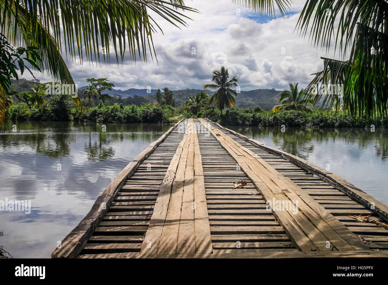 Bridge over wide river in tropical northern Madagascar Stock Photo - Alamy