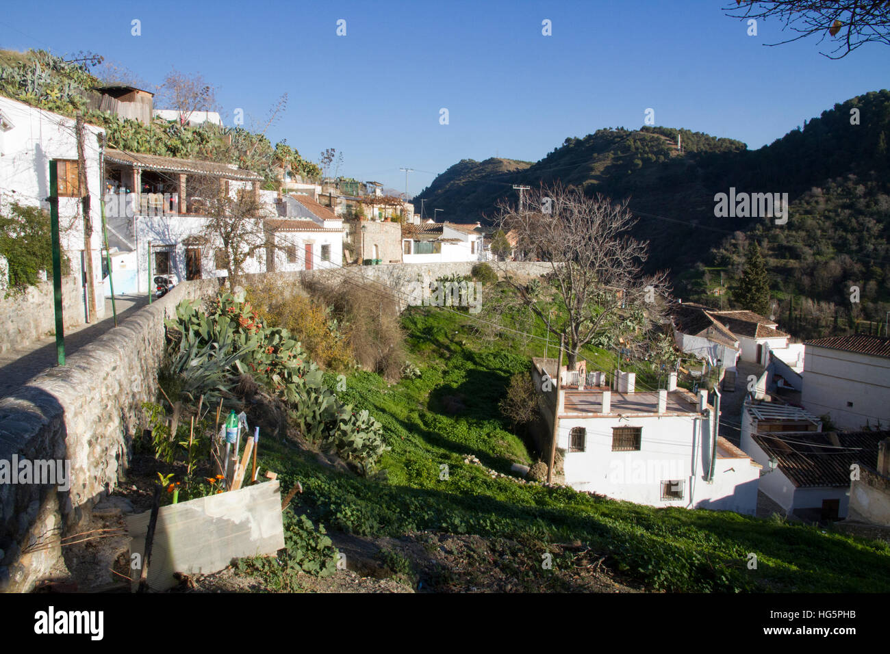 Albaizin, Granada Spain , alley and houses moorish district Stock Photo ...
