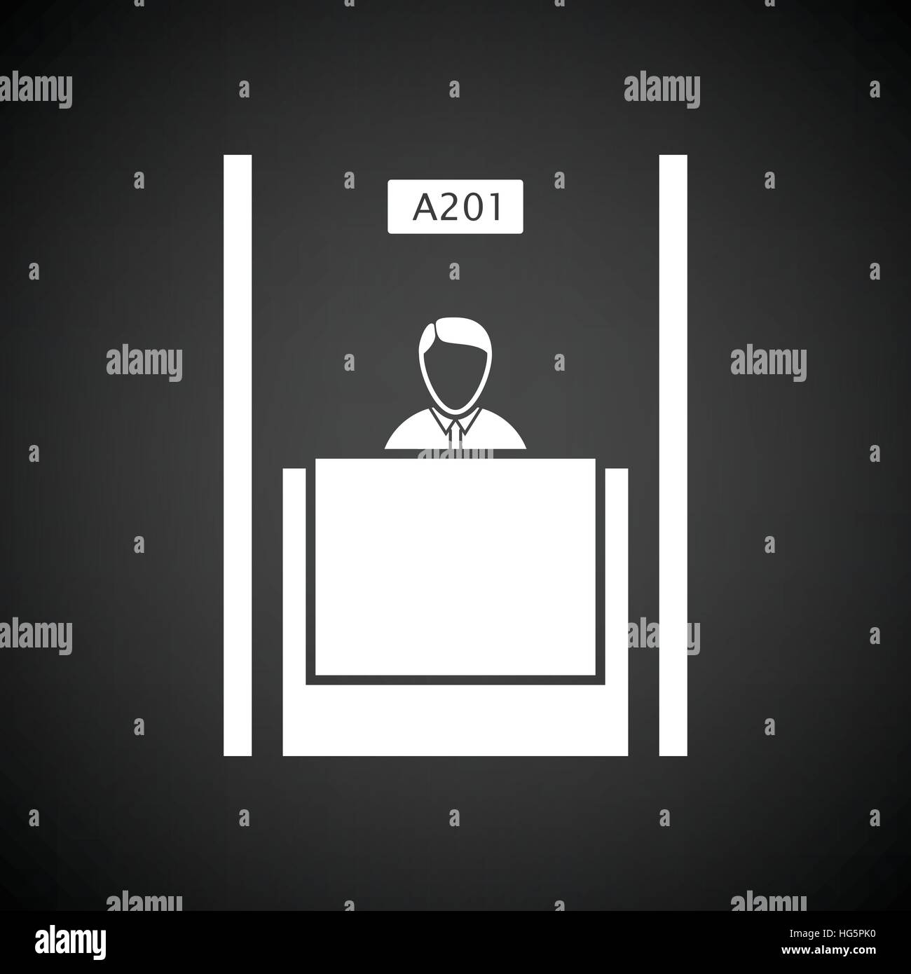 Bank clerk icon. Black background with white. Vector illustration Stock ...