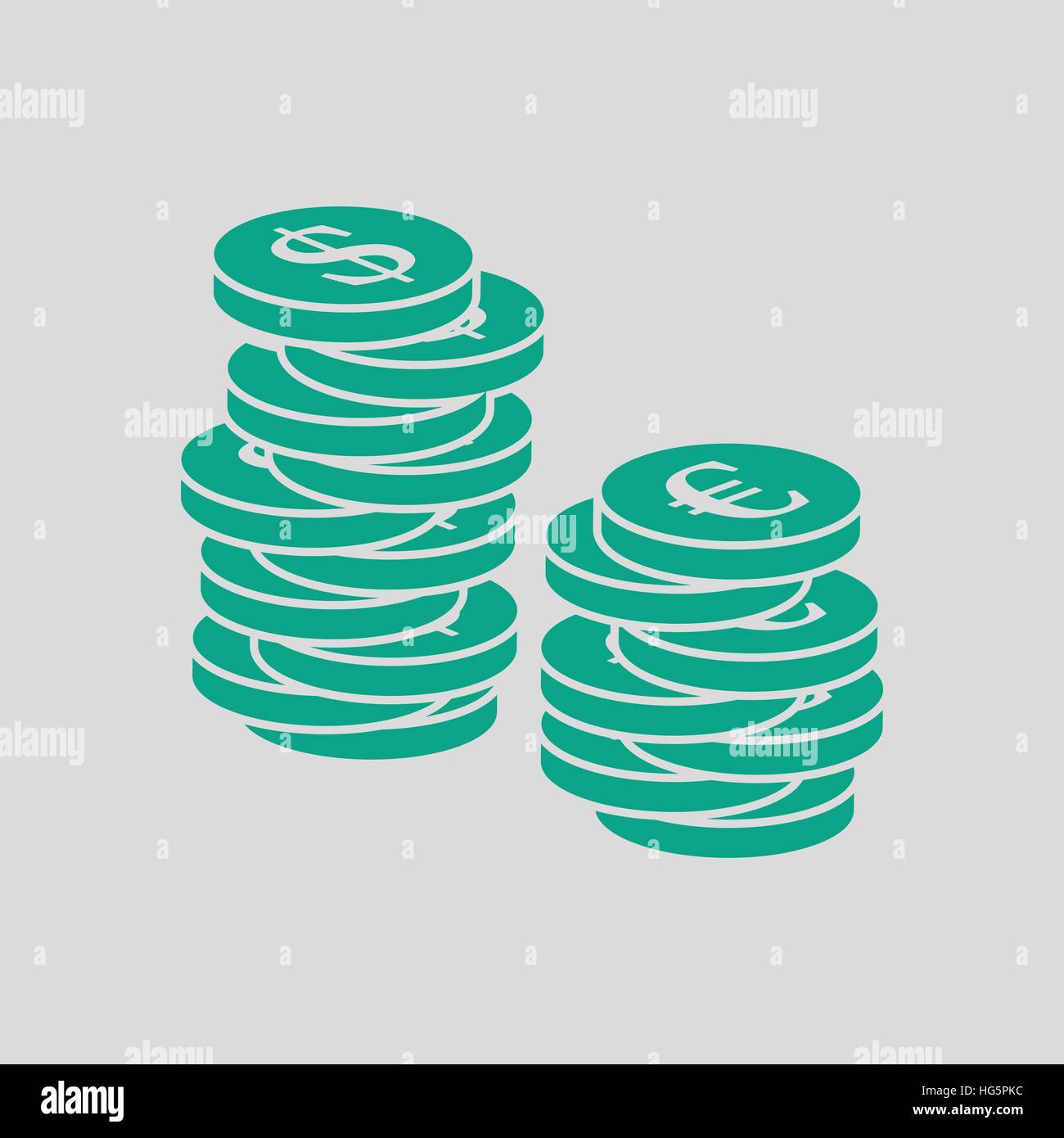 Stack of coins icon. Gray background with green. Vector illustration ...