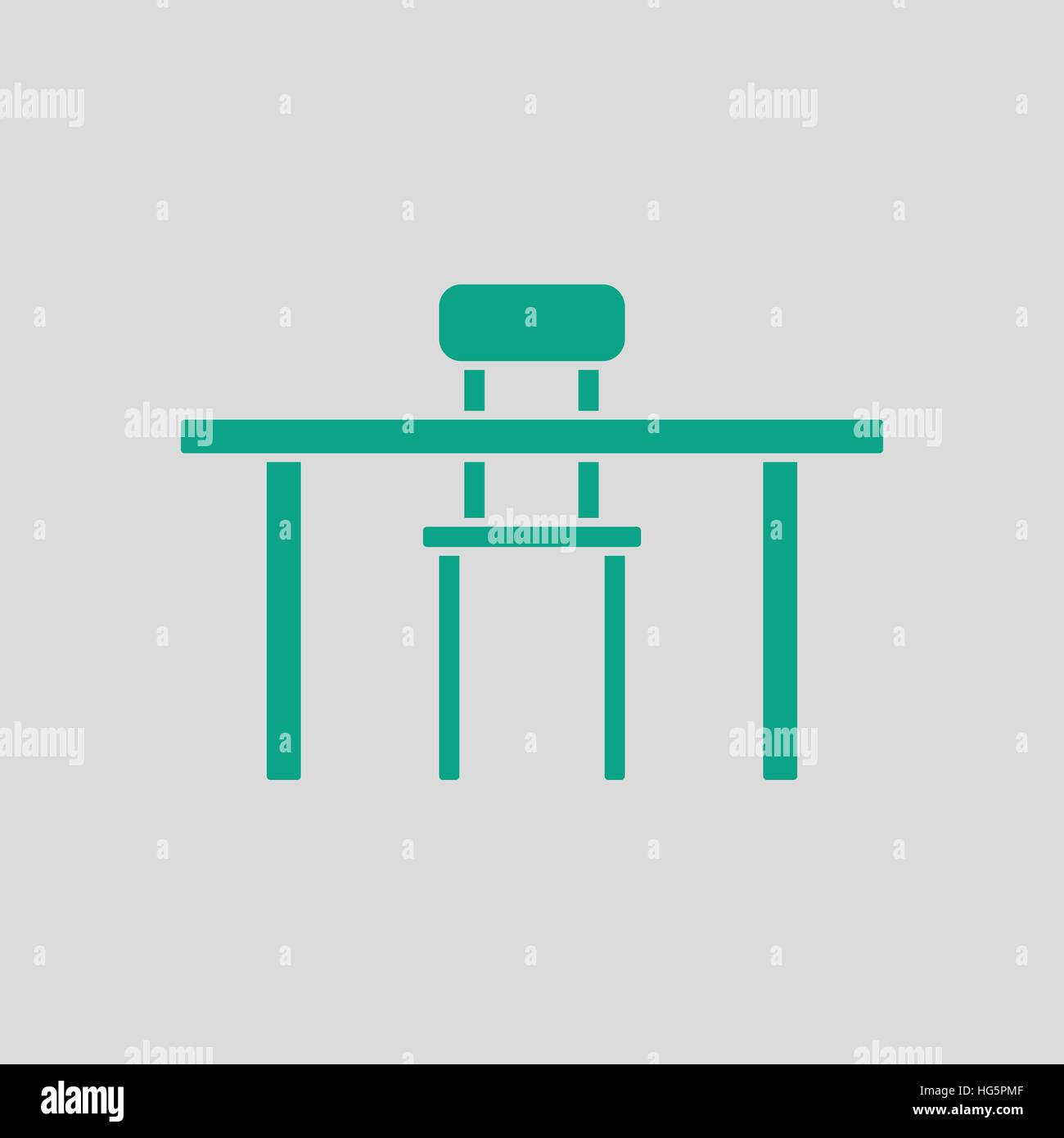 Table and chair icon. Gray background with green. Vector illustration ...