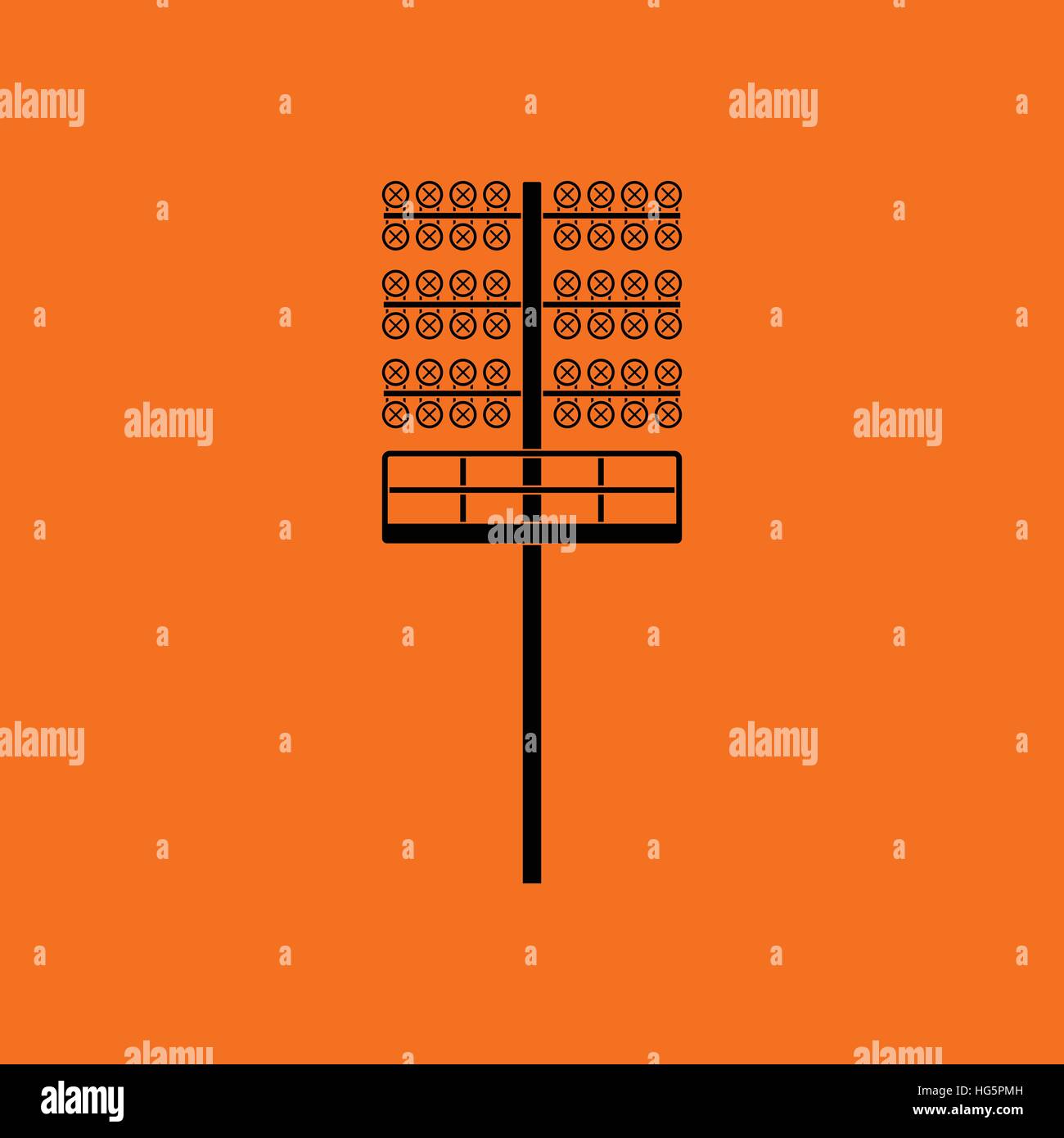 Soccer light mast icon. Orange background with black. Vector ...
