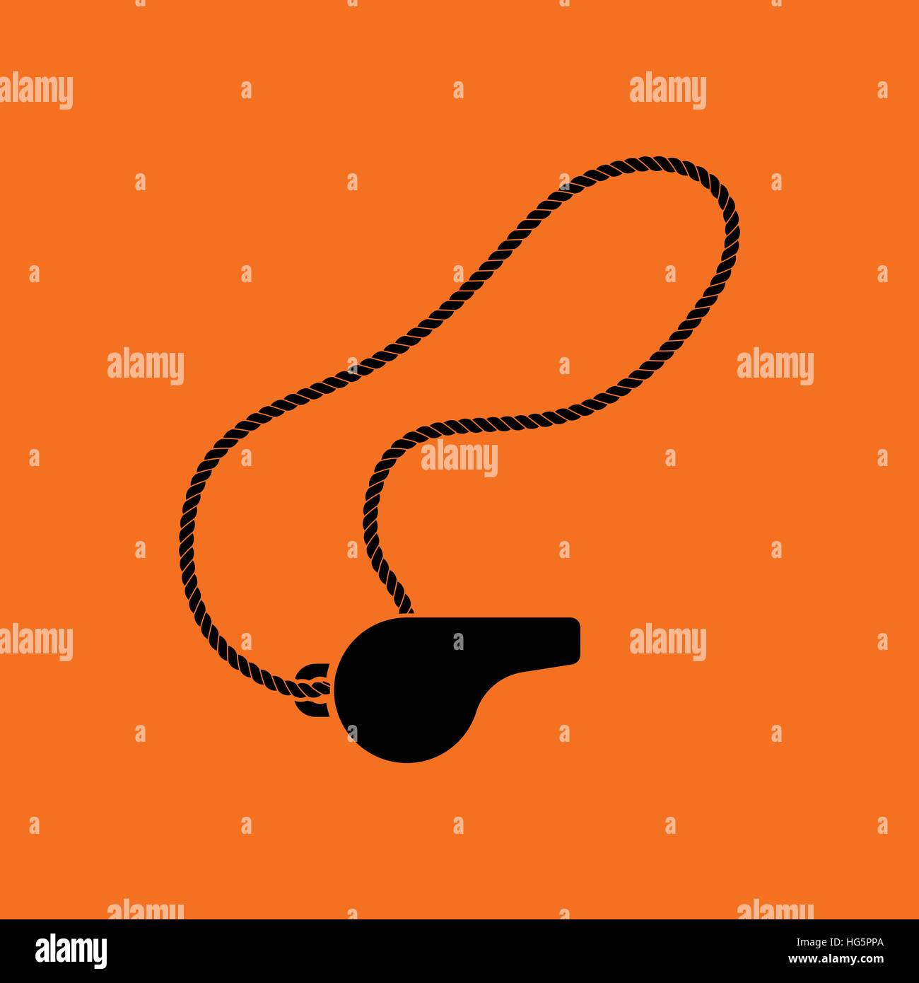 Whistle on lace icon. Orange background with black. Vector illustration ...