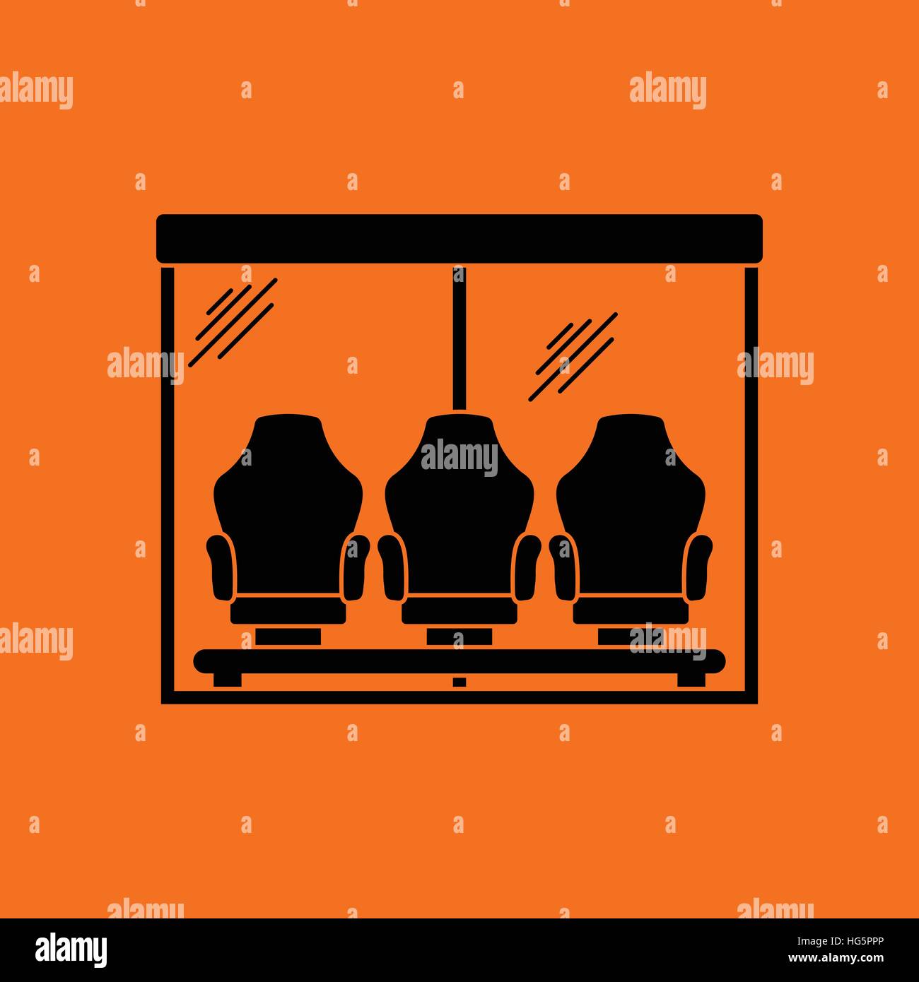 Soccer player's bench icon. Orange background with black. Vector ...