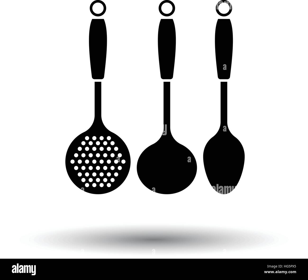 Ladle set icon. White background with shadow design. Vector ...