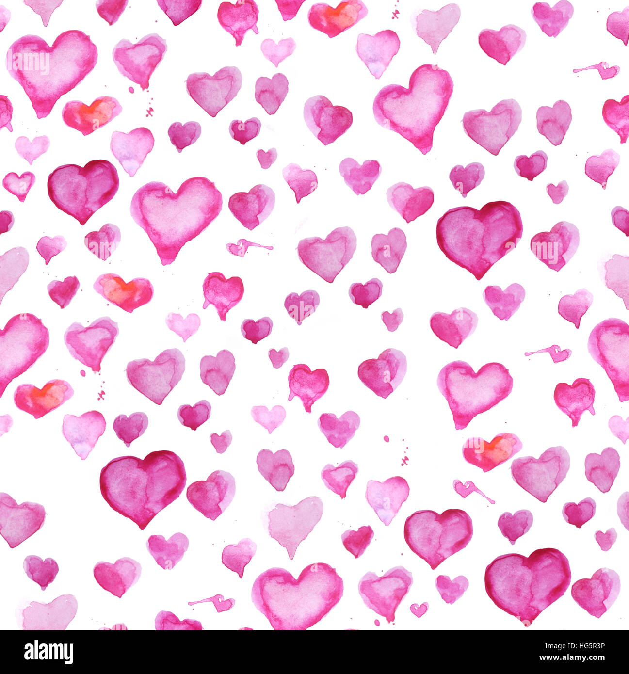 Watercolour heart pattern on white background Stock Photo - Alamy