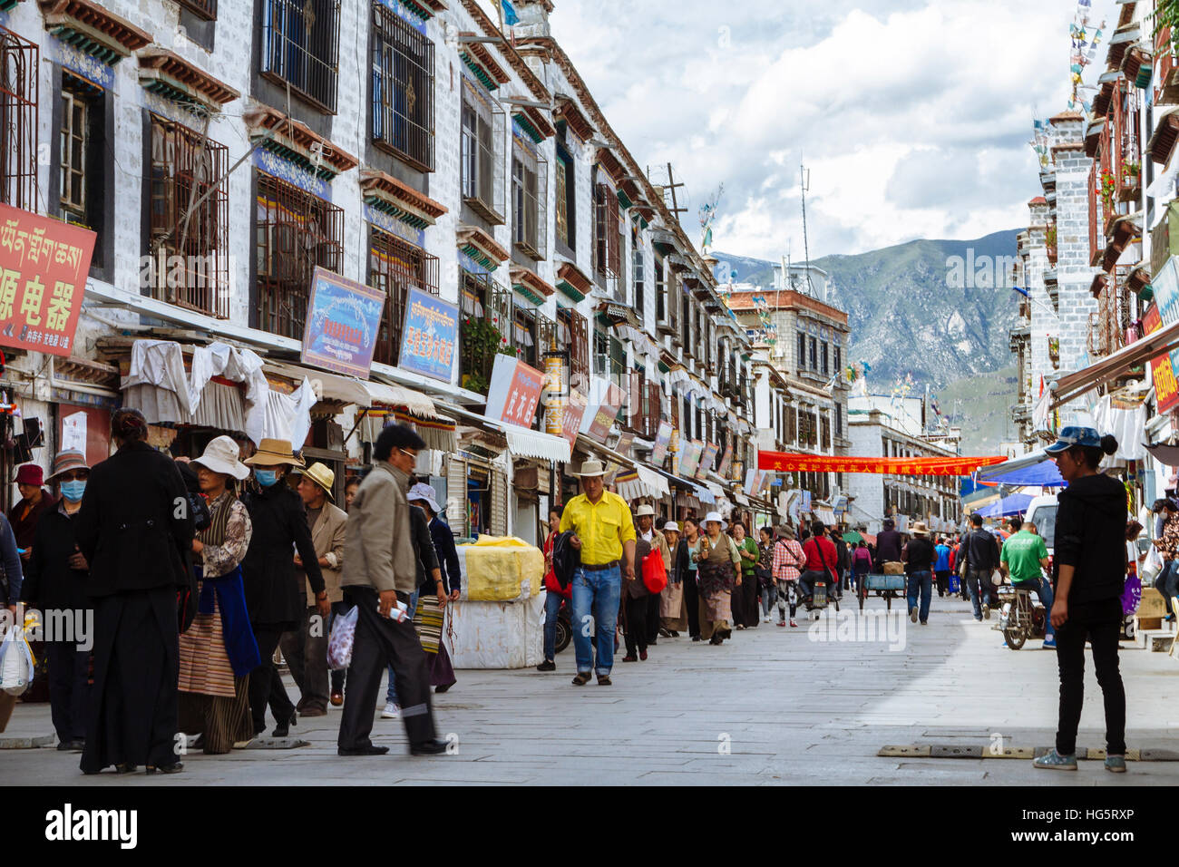 Lhasa, Tibet, China - The view in Barkhor Street in the daytime Stock ...