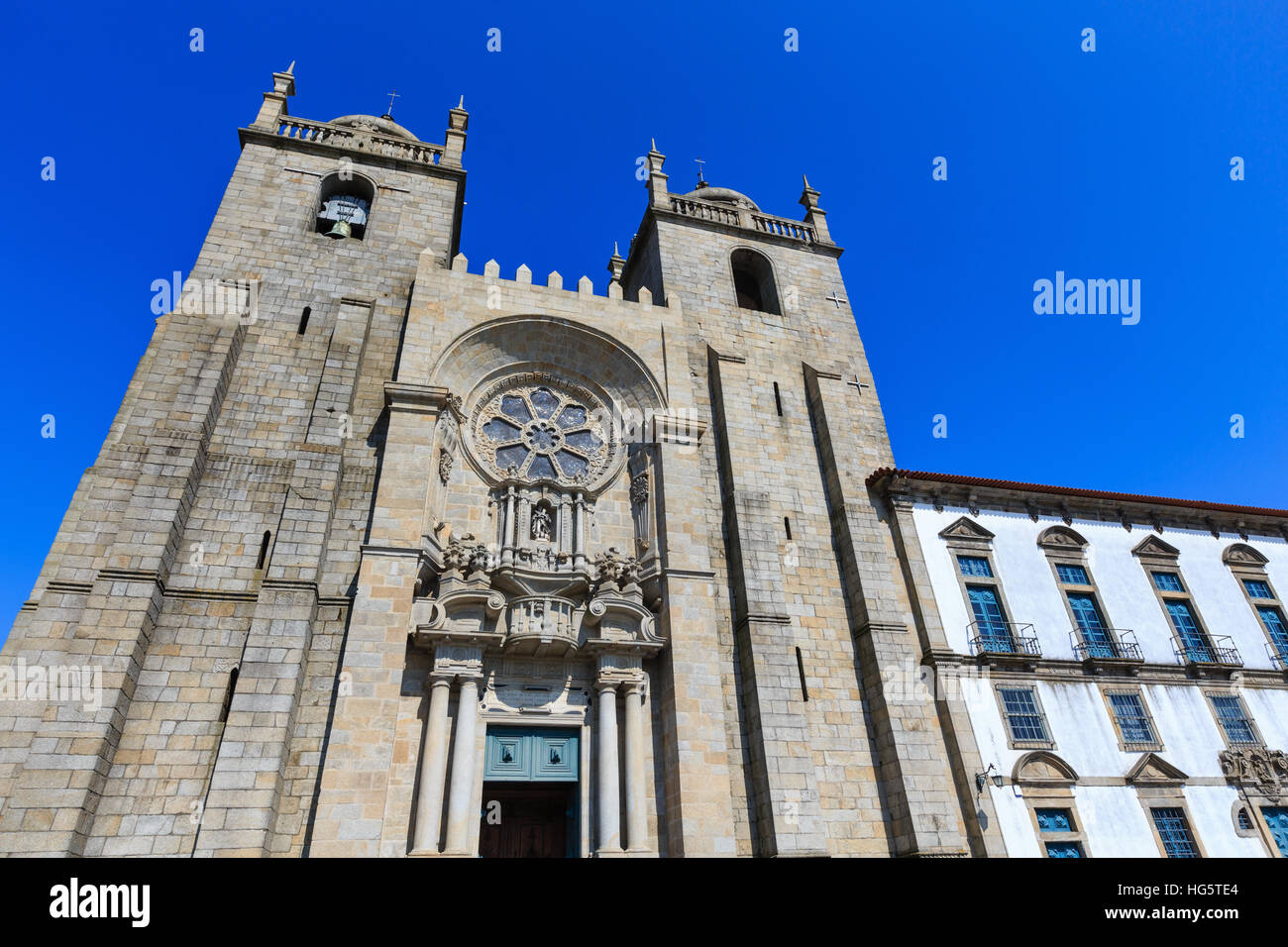 Porto Cathedral facade view, Roman Catholic church, Portugal ...