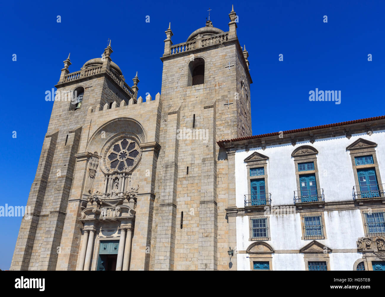 Porto Cathedral facade view, Roman Catholic church, Portugal ...