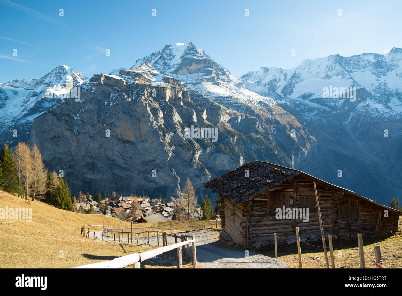 A photograph of the mountain known as Mönch in the Bernese Alps ...