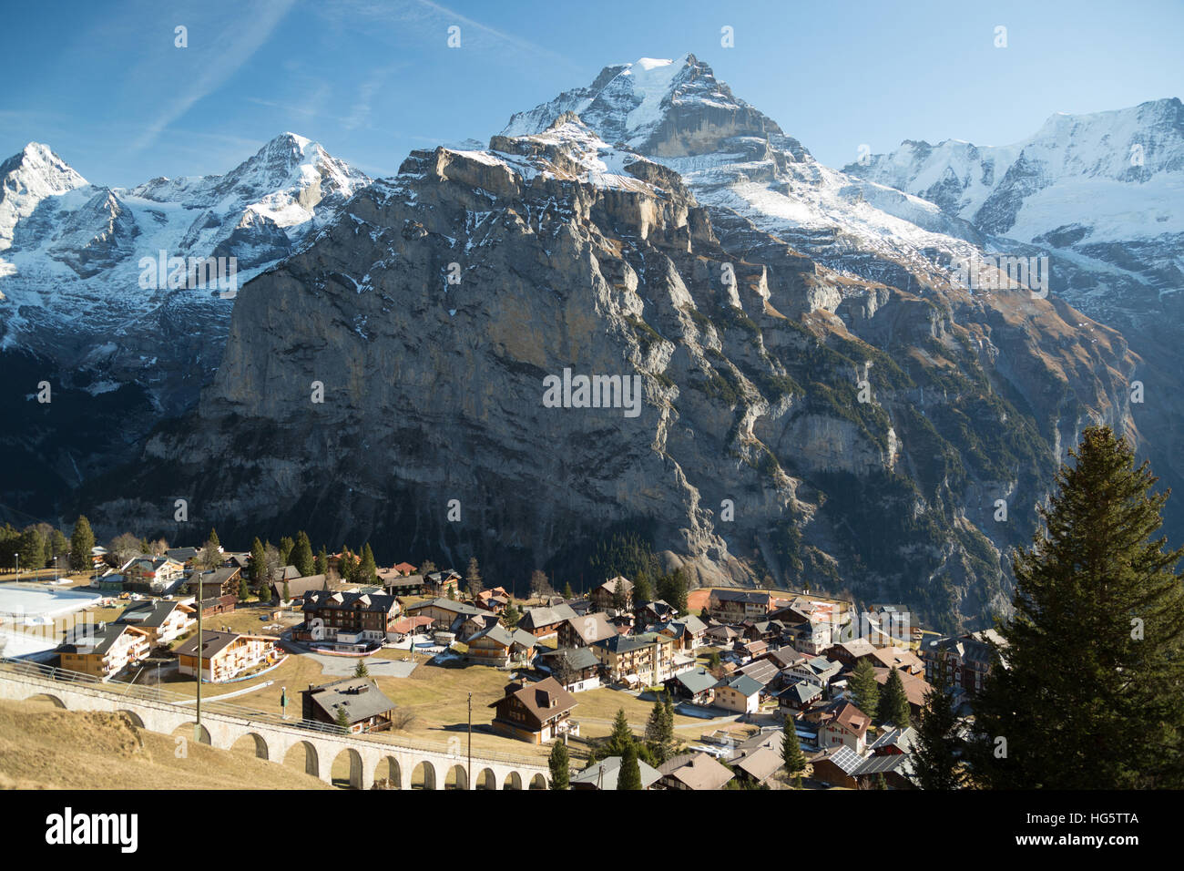 A photograph of the mountain known as Mönch in the Bernese Alps ...