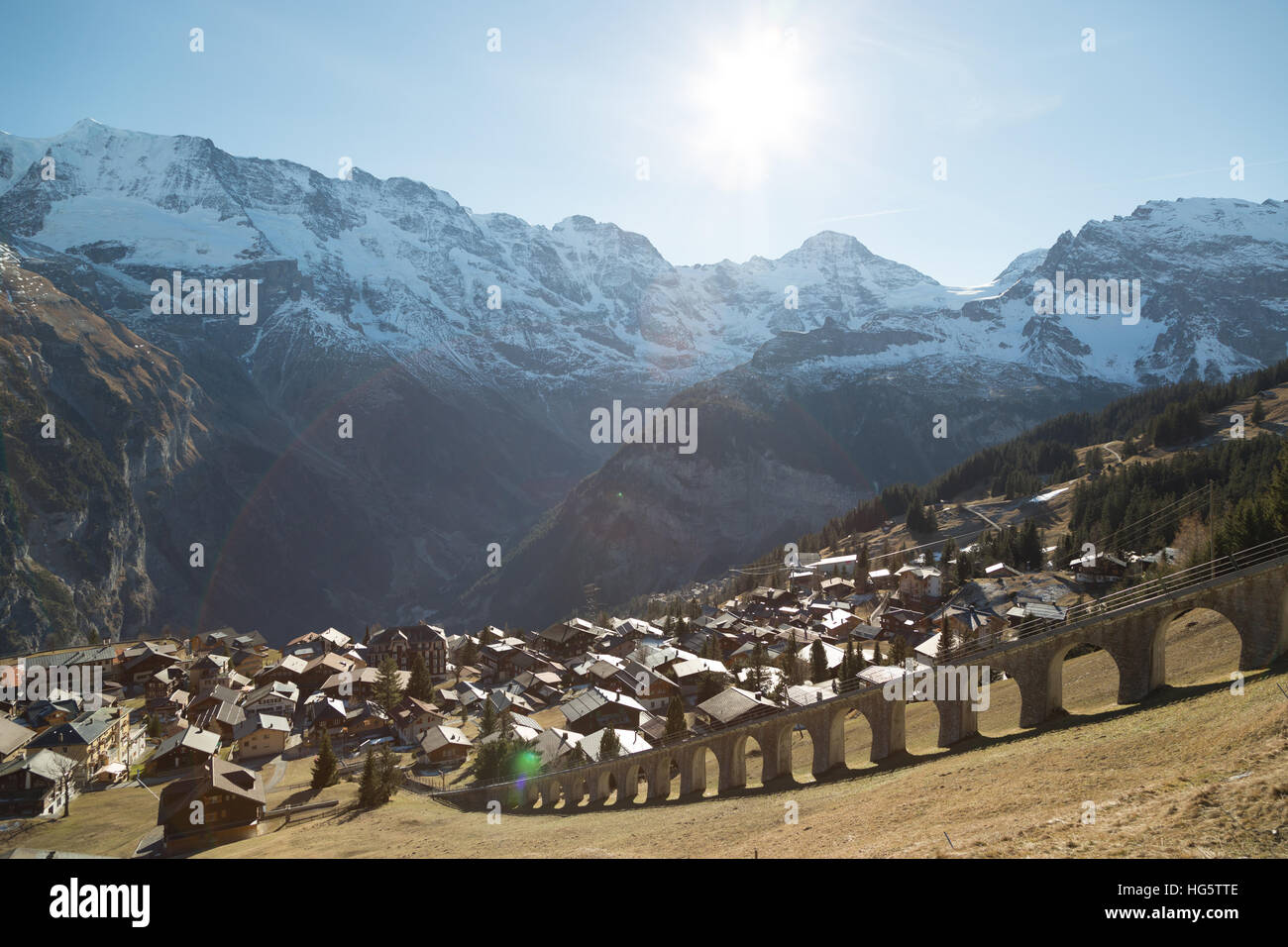 A photograph of the mountain known as Mönch in the Bernese Alps ...
