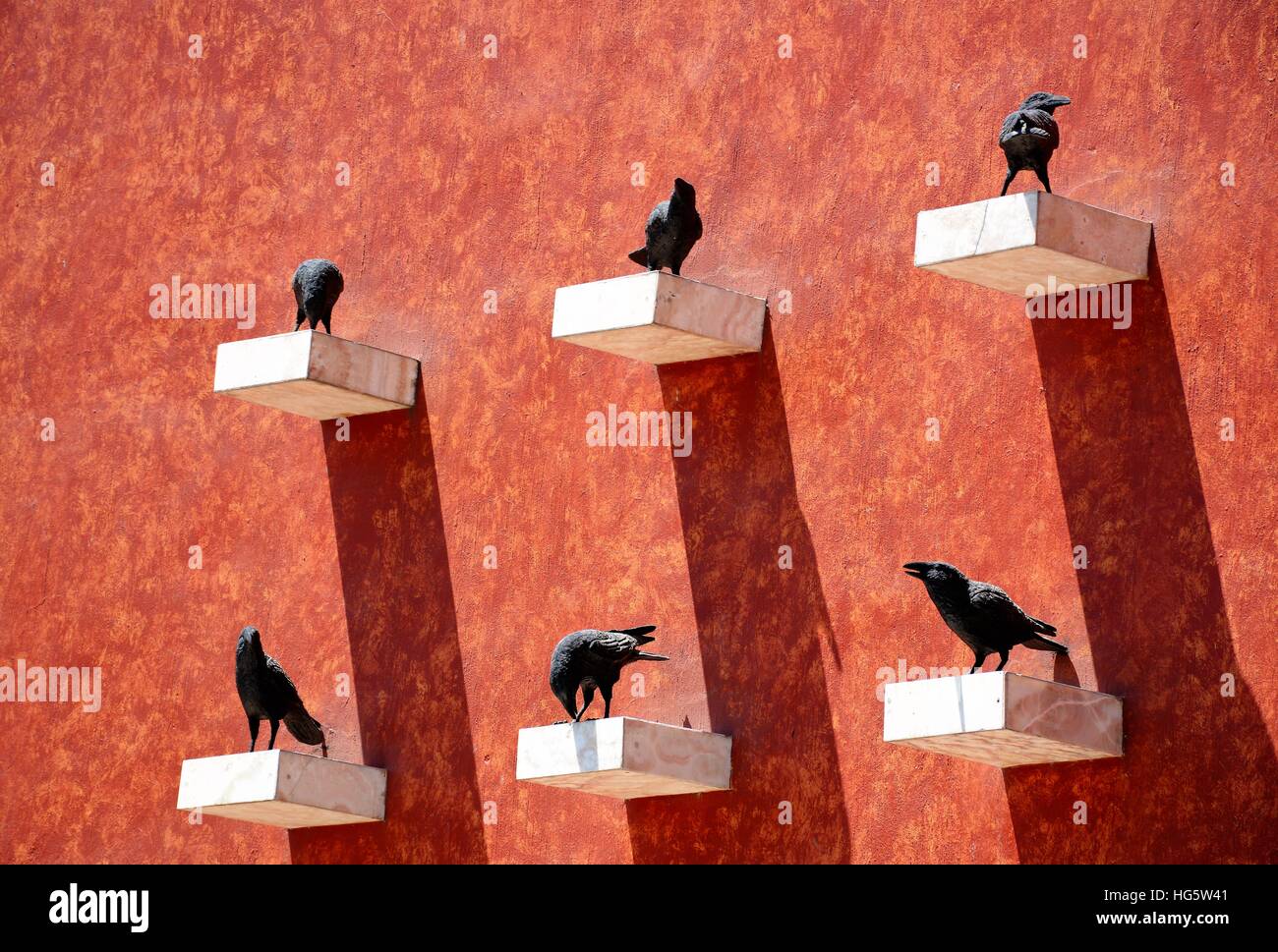 Sculptures of crows at the entrance to tequila factory, Santiago de ...