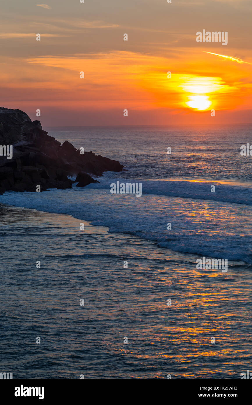 landscape sunset atlantic coastline with waves Stock Photo - Alamy