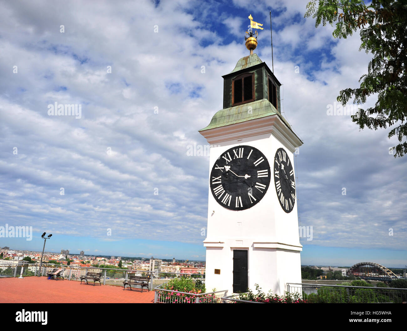 Novi Sad historical tower, symbol of the second largest city of Serbia ...
