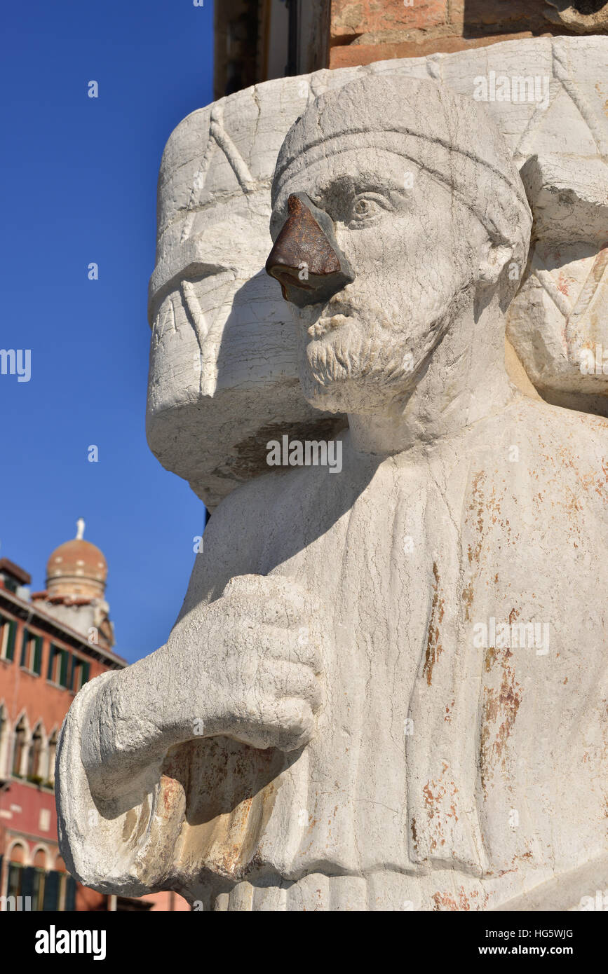 Moorish merchant Sior Rioba medieval statue in Venice, with iron nose ...