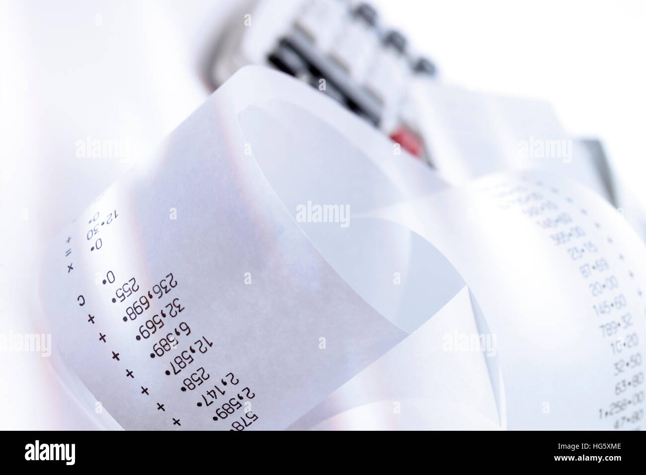 Calculator paper, addition ship Stock Photo - Alamy