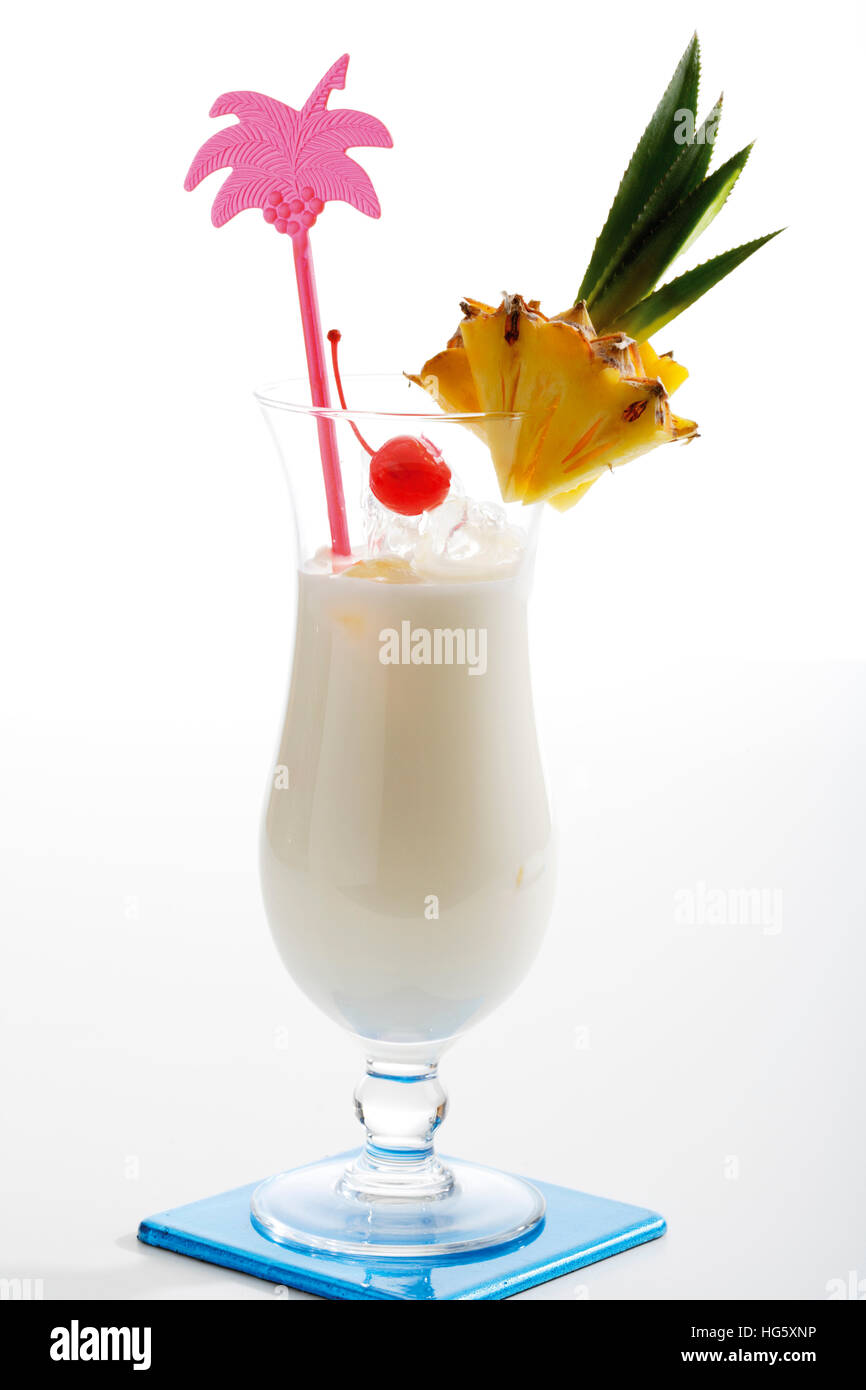 Pina Colada cocktail with garnish Stock Photo - Alamy