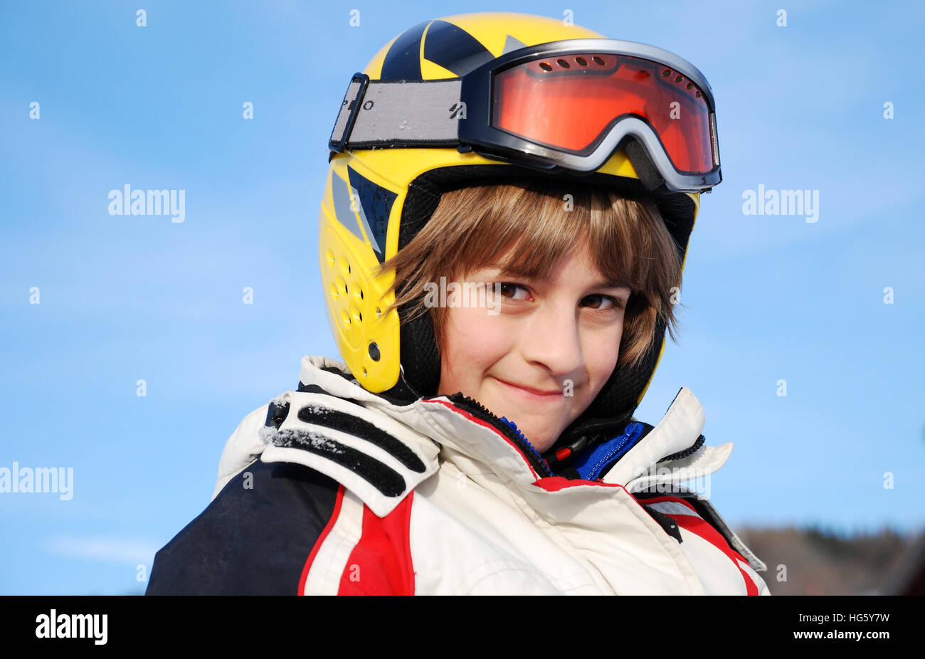 Boy in skiwear Stock Photo - Alamy