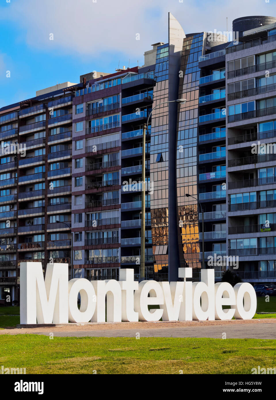 Uruguay, Montevideo, Pocitos, View of the Montevideo Sign Stock Photo ...