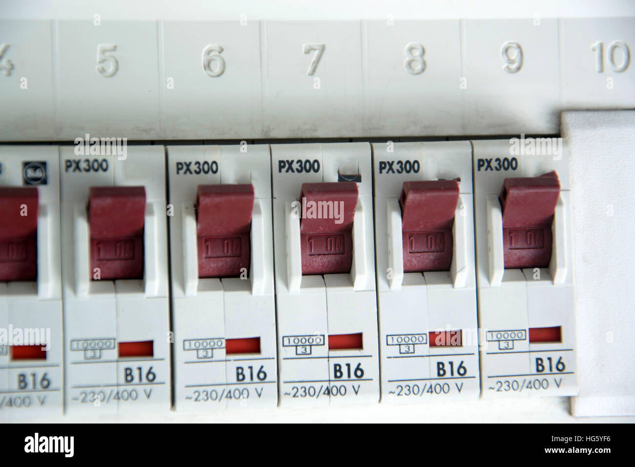 Protection of electrical installation - setting the switchboard Stock ...