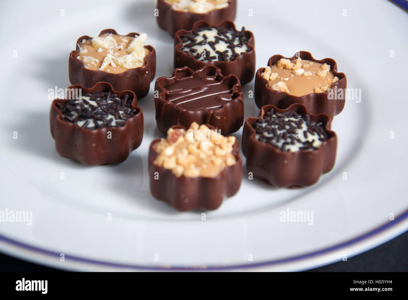 Top view belgian chocolate pralines hi-res stock photography and images ...