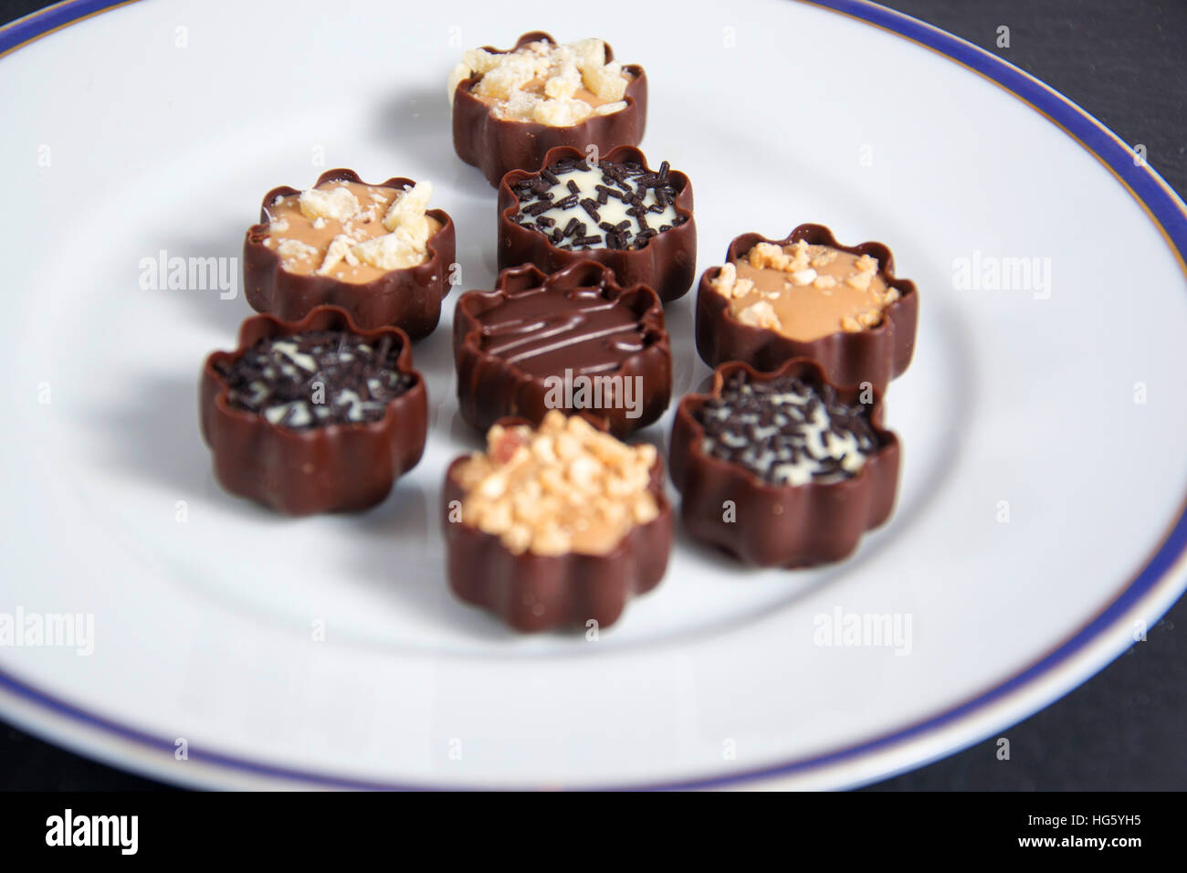 Top view belgian chocolate pralines hi-res stock photography and images ...