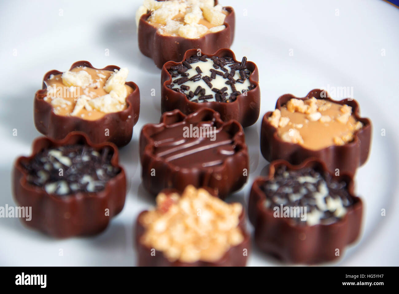 Top view belgian chocolate pralines hi-res stock photography and images ...