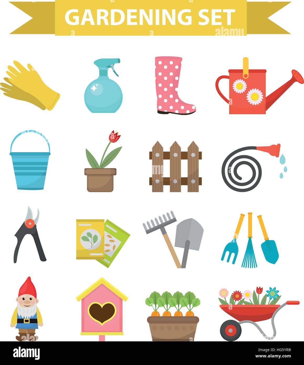 Set icons spring garden Stock Vector Images - Alamy