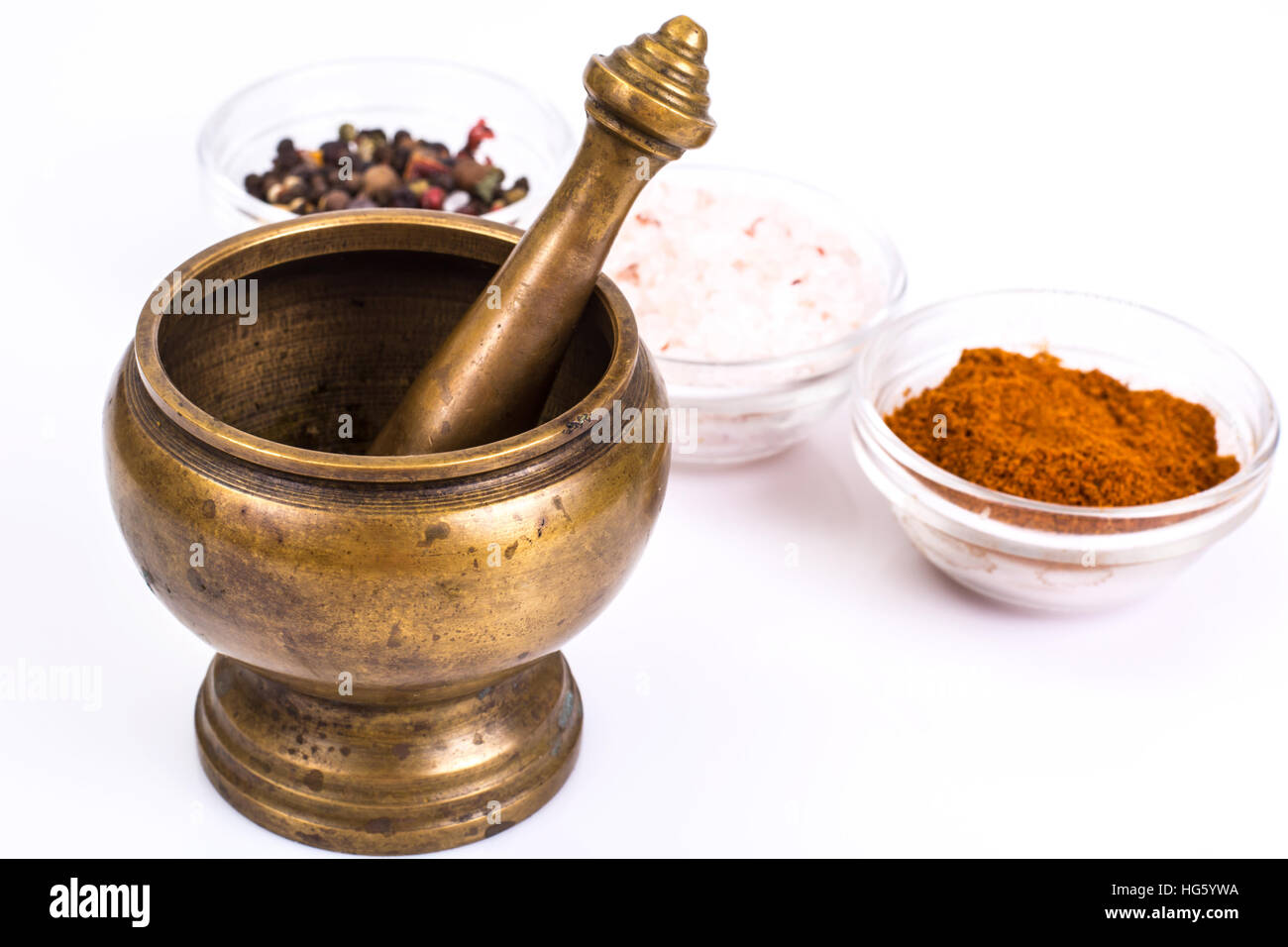 Copper mortar for spices Stock Photo - Alamy