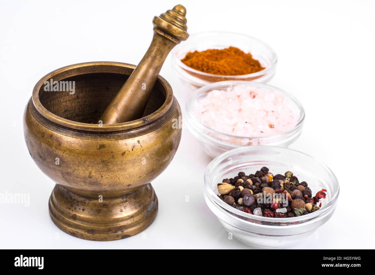 Copper mortar for spices Stock Photo - Alamy