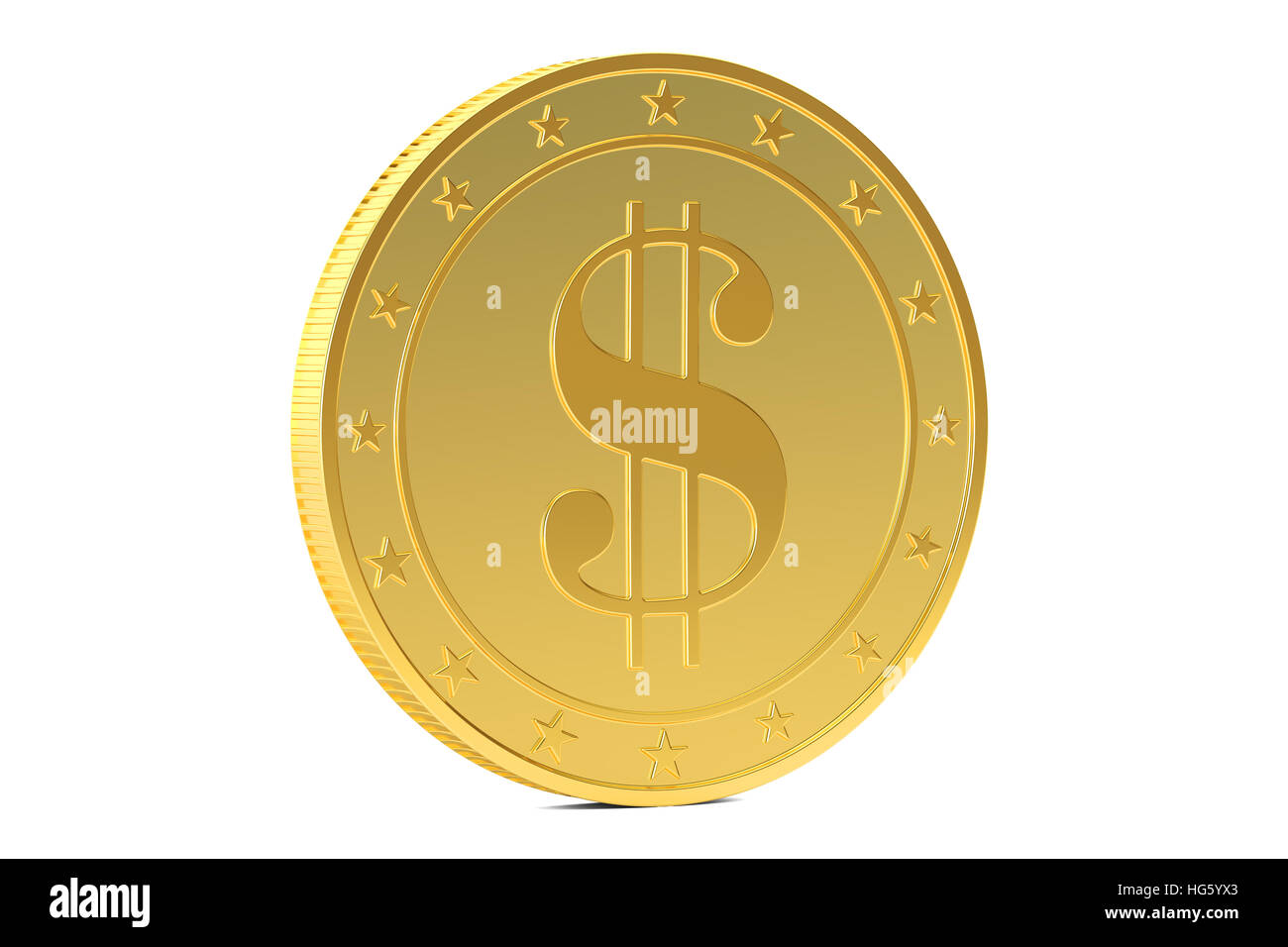 Golden dollar coin, 3D rendering isolated on white background Stock ...