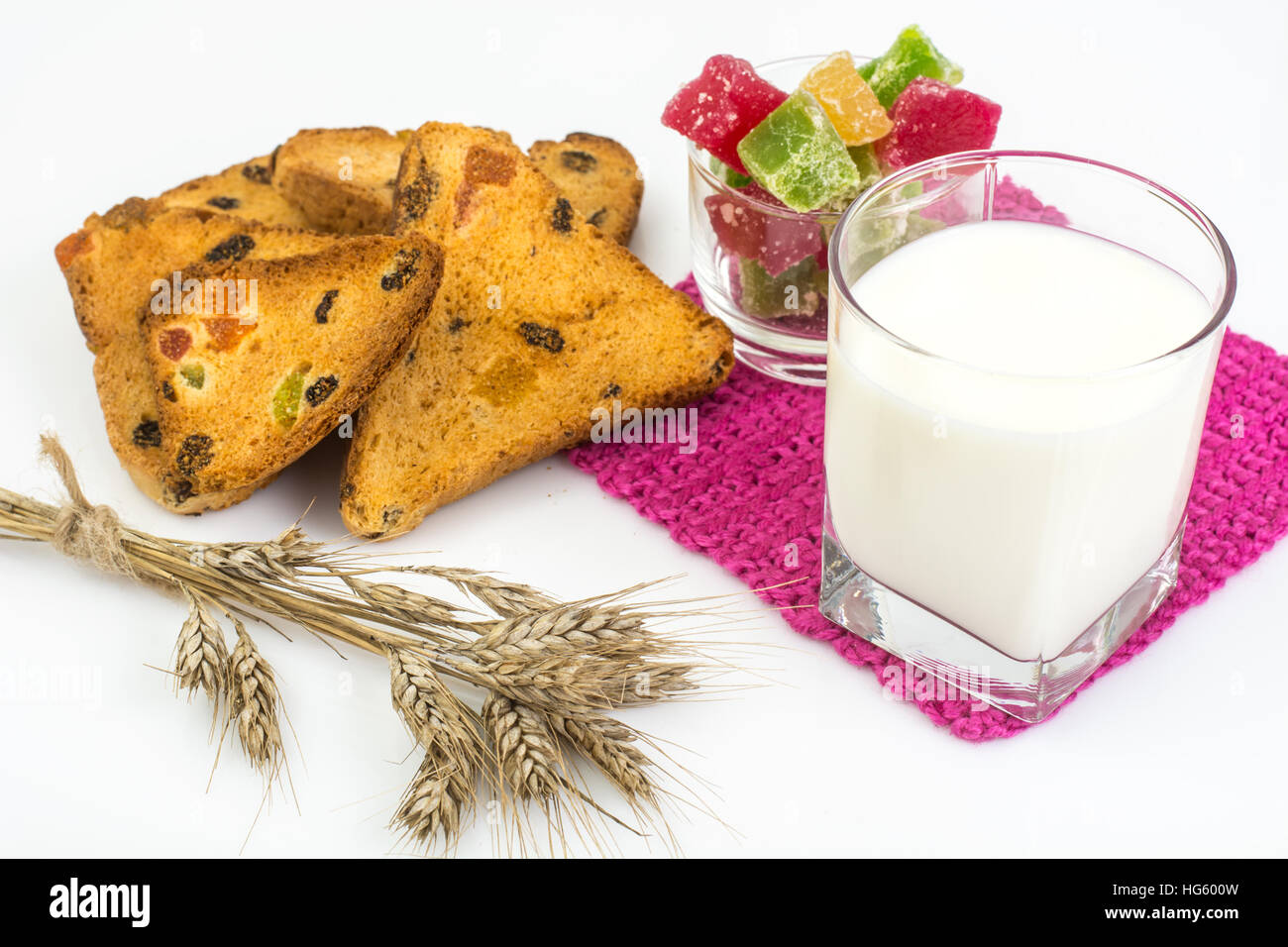 Dry biscuits with candied fruit and raisins Stock Photo - Alamy