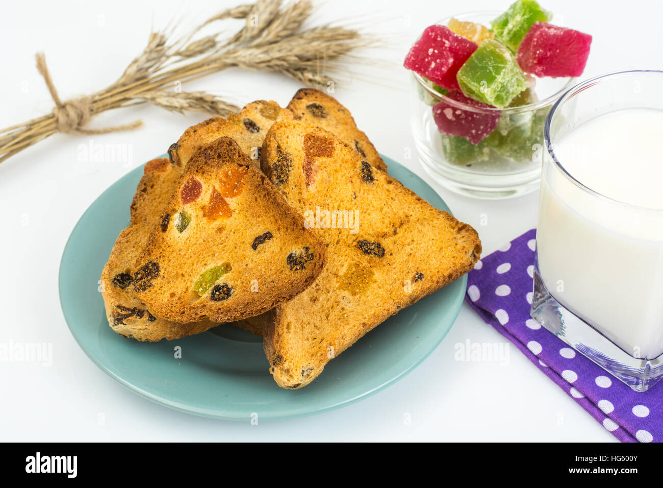 Dry biscuits with candied fruit and raisins Stock Photo - Alamy