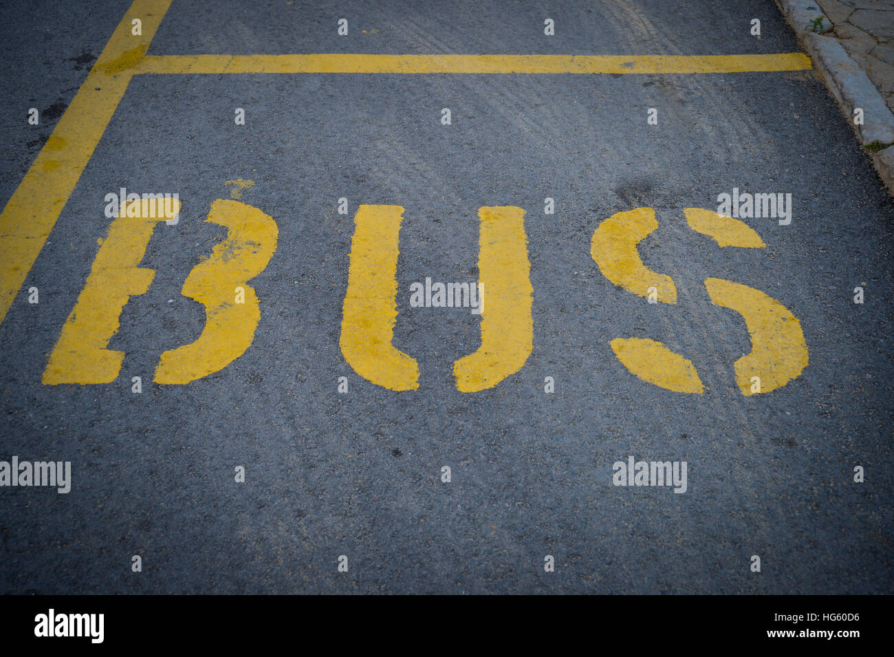 Road markings at bus stop hi-res stock photography and images - Alamy
