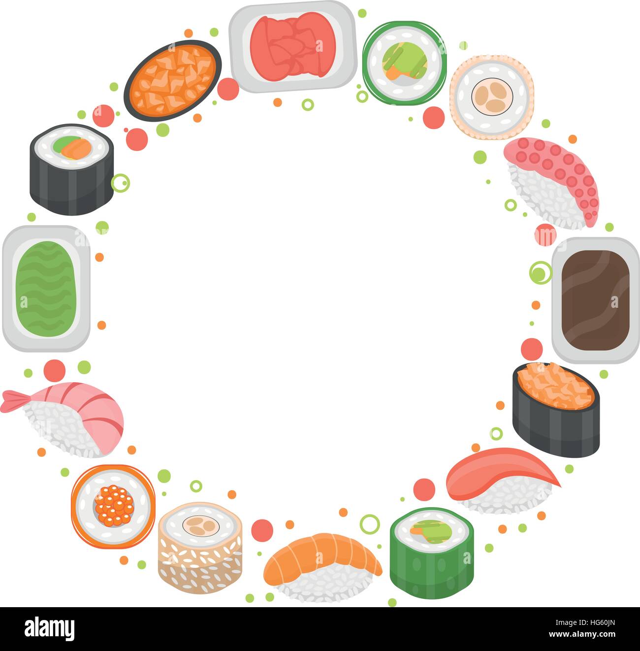 Sushi frame template with space for text. Japanese cuisine isolated on ...