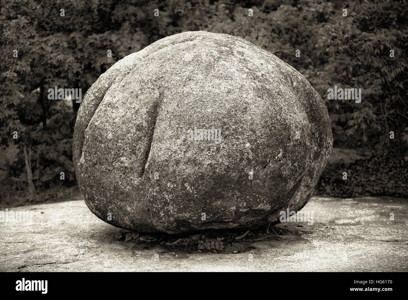 Large round granite stone black and white Stock Photo - Alamy