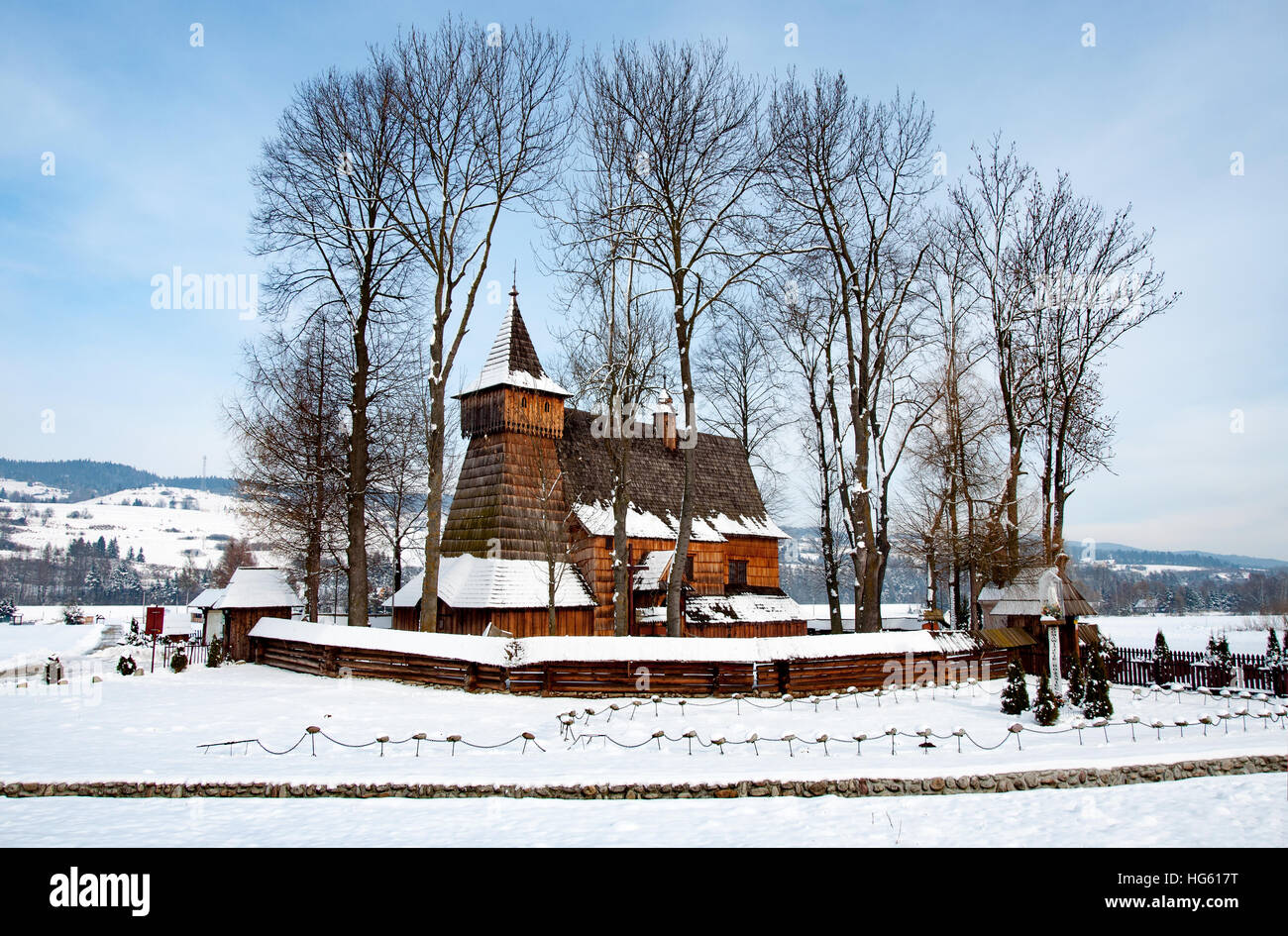 Old Gothic wooden church of the Saint Archangel Michael in Debno ...
