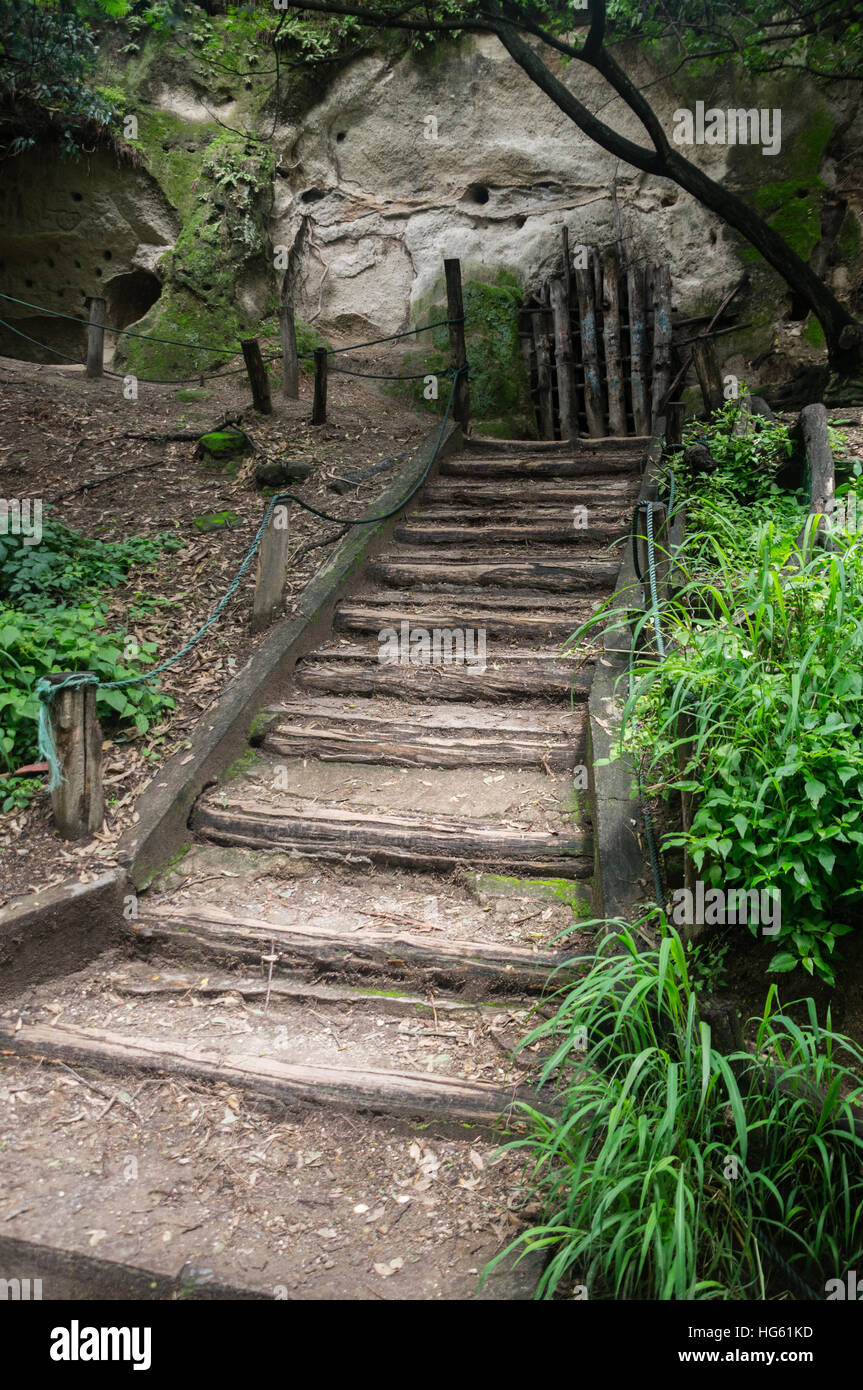 A stair leading to the entrance of a cave Stock Photo - Alamy