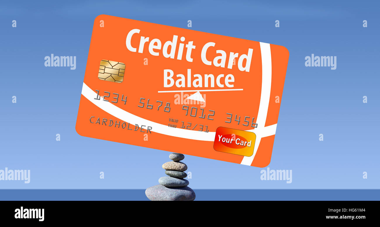 Credit card balances are illustrated with a large mock credit card ...