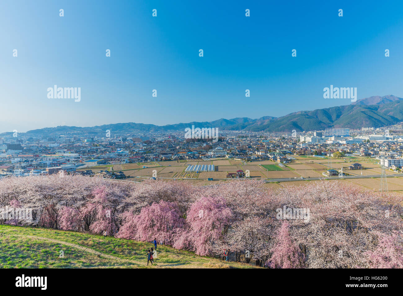 Nagano, Japan - April 14, 2014: Travelers visiting the Mount Kobo that ...