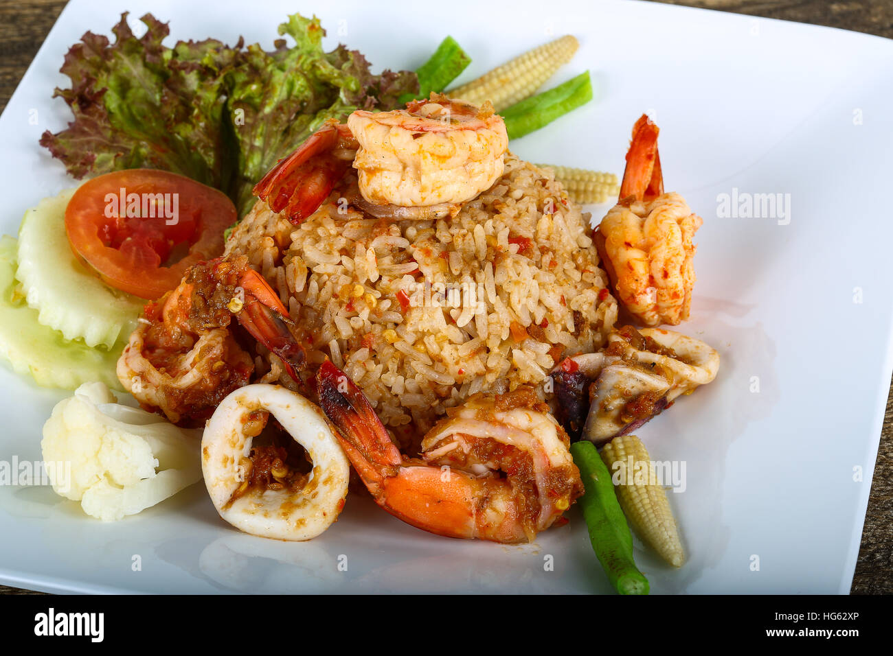 Asian style Fried rice with seafood, herbs and spices Stock Photo - Alamy