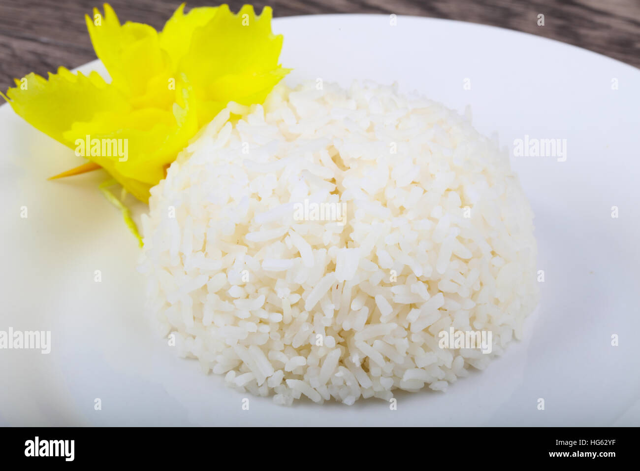 Hot long Steamed rice on the plate Stock Photo - Alamy