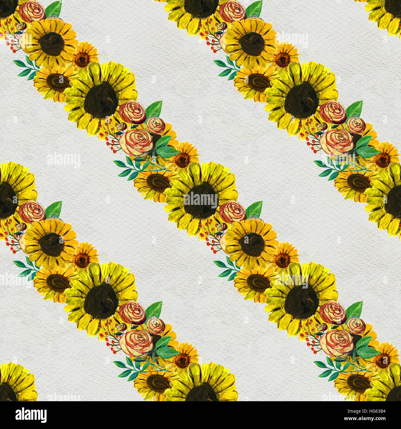 Seamless pattern with sunflowers Stock Photo - Alamy