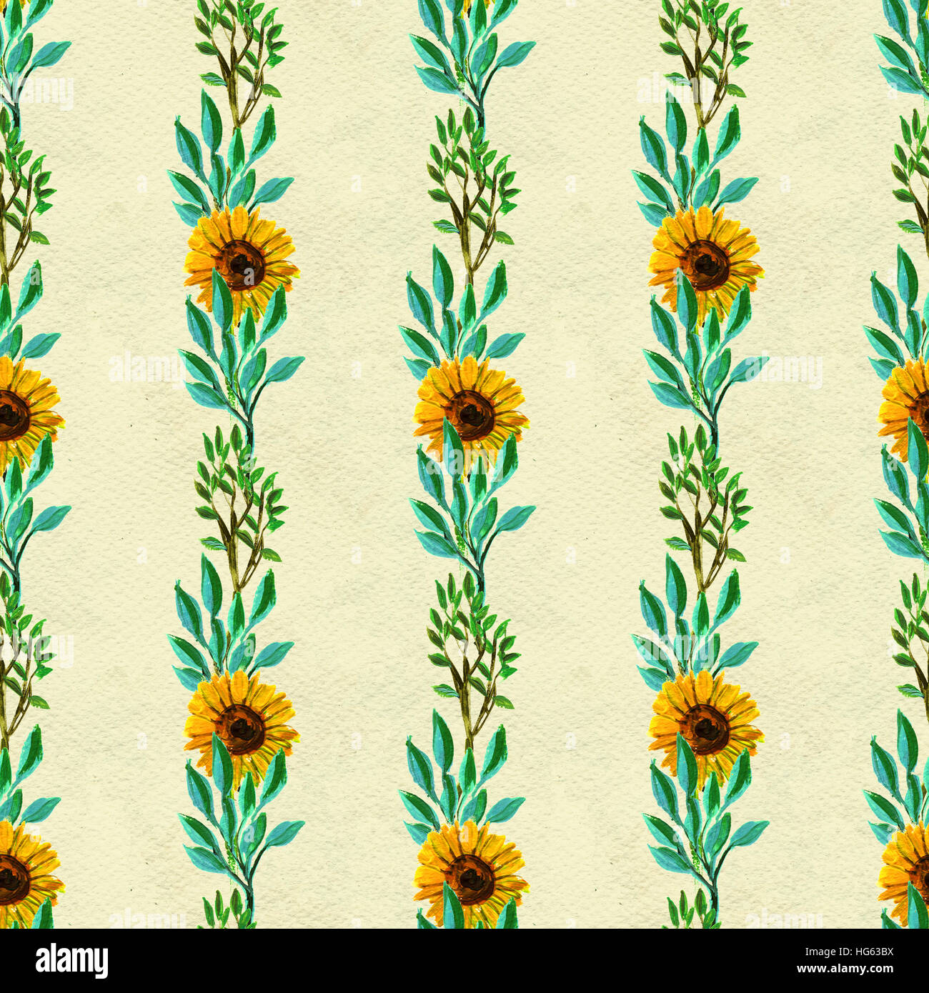 Seamless pattern with sunflowers Stock Photo - Alamy