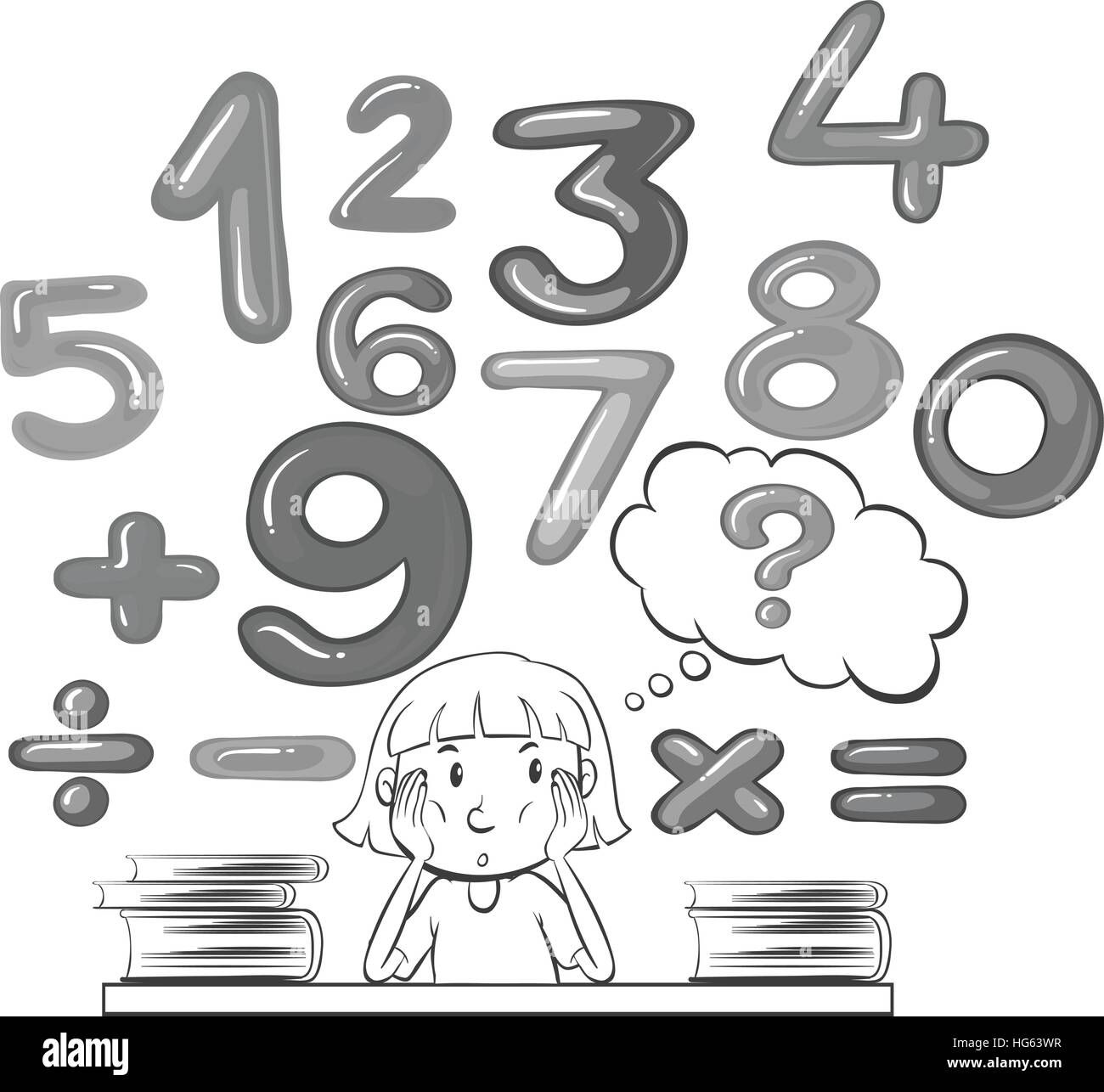 Math girl cartoon hi-res stock photography and images - Alamy