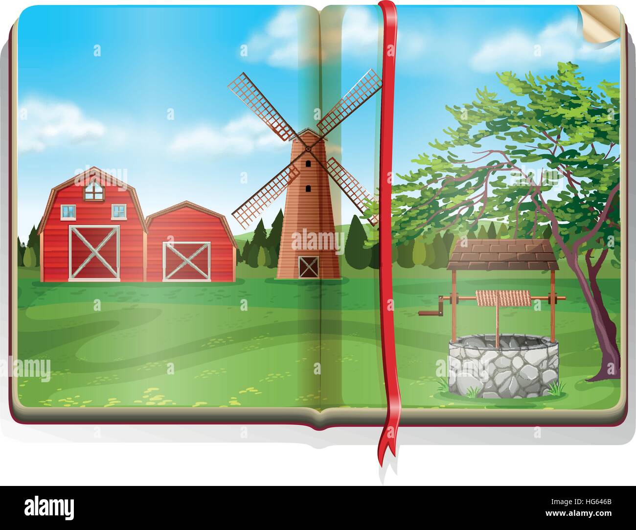 Barn with windmill Stock Vector Images - Alamy